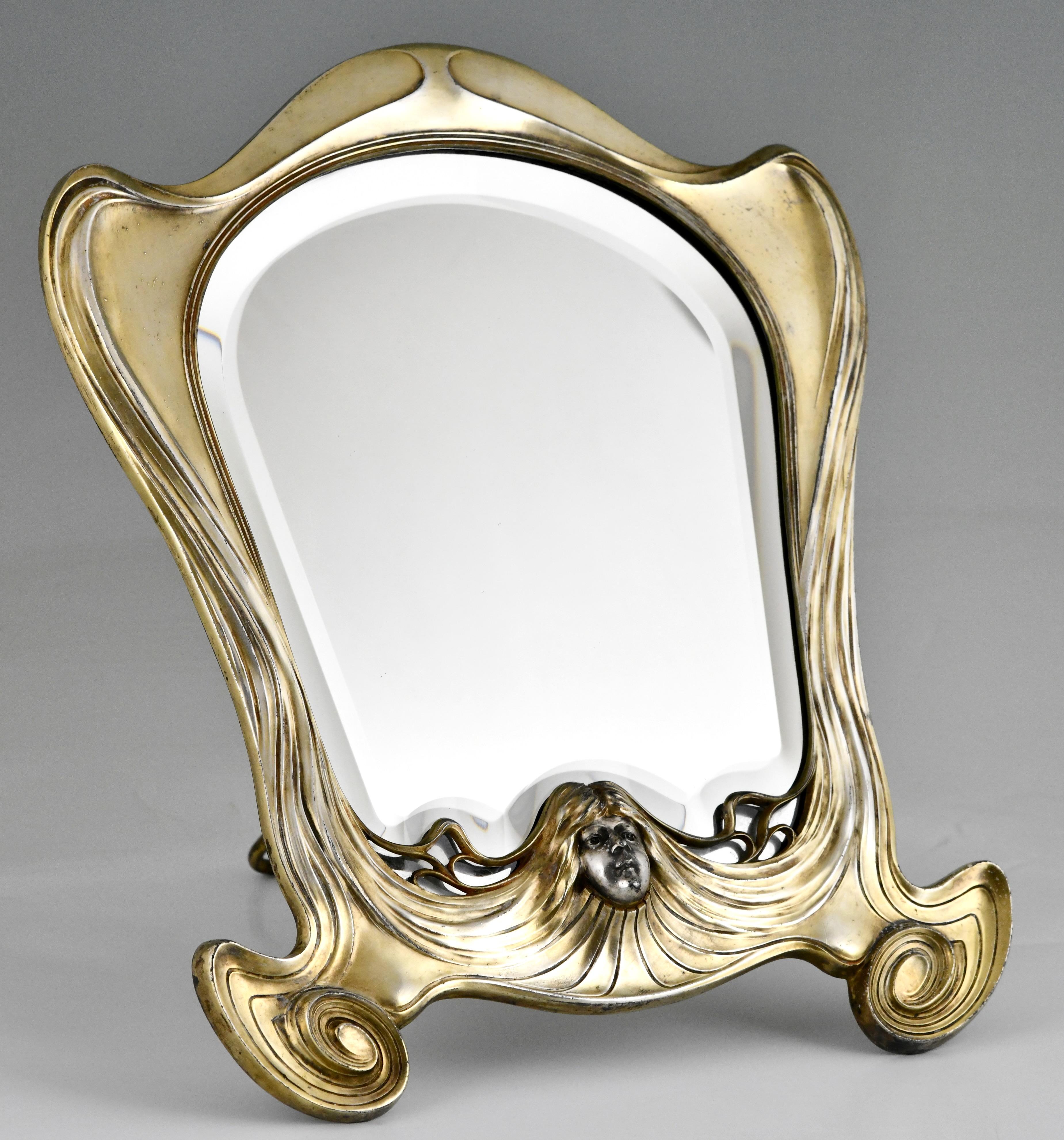 Art Nouveau mirror with face of a woman by Orivit, Germany 1900 For ...