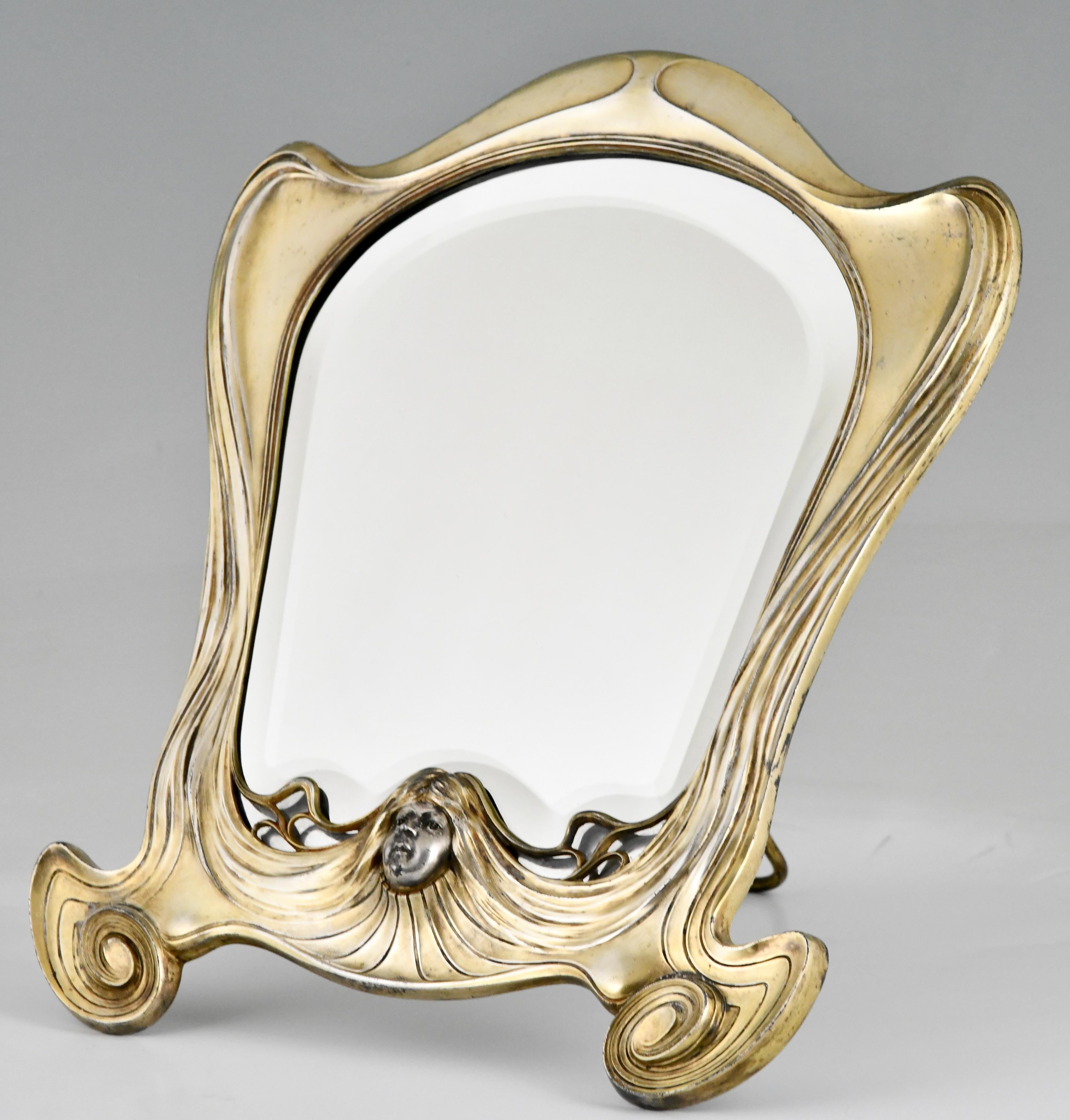 Art Nouveau mirror with face of a woman by Orivit, Germany 1900 For ...