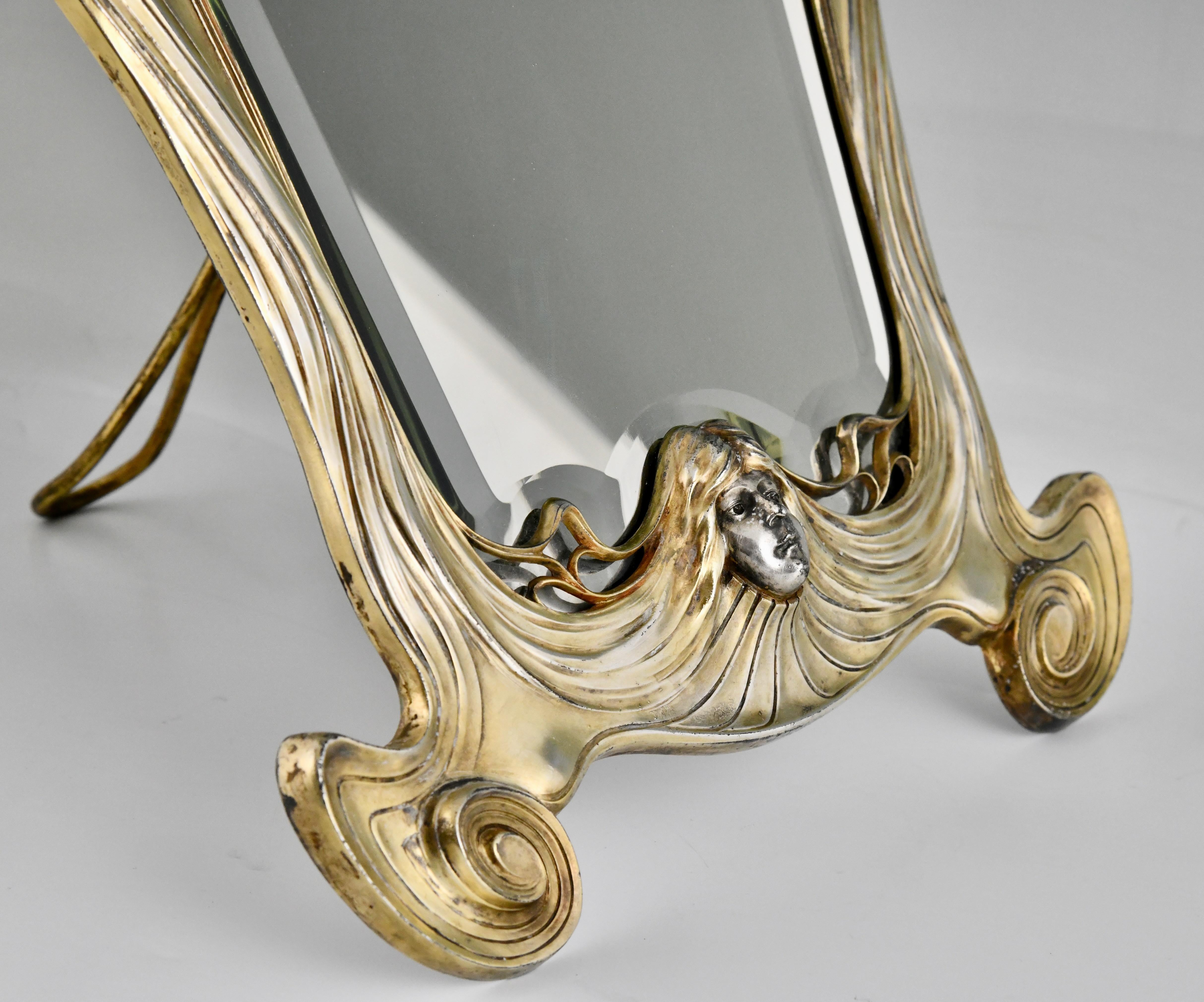 Art Nouveau mirror with face of a woman by Orivit, Germany 1900 For ...