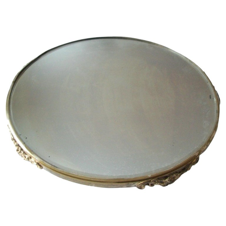 Art Nouveau Mirrored Plateau with Silver Plate Rim, Continental, Circa ...