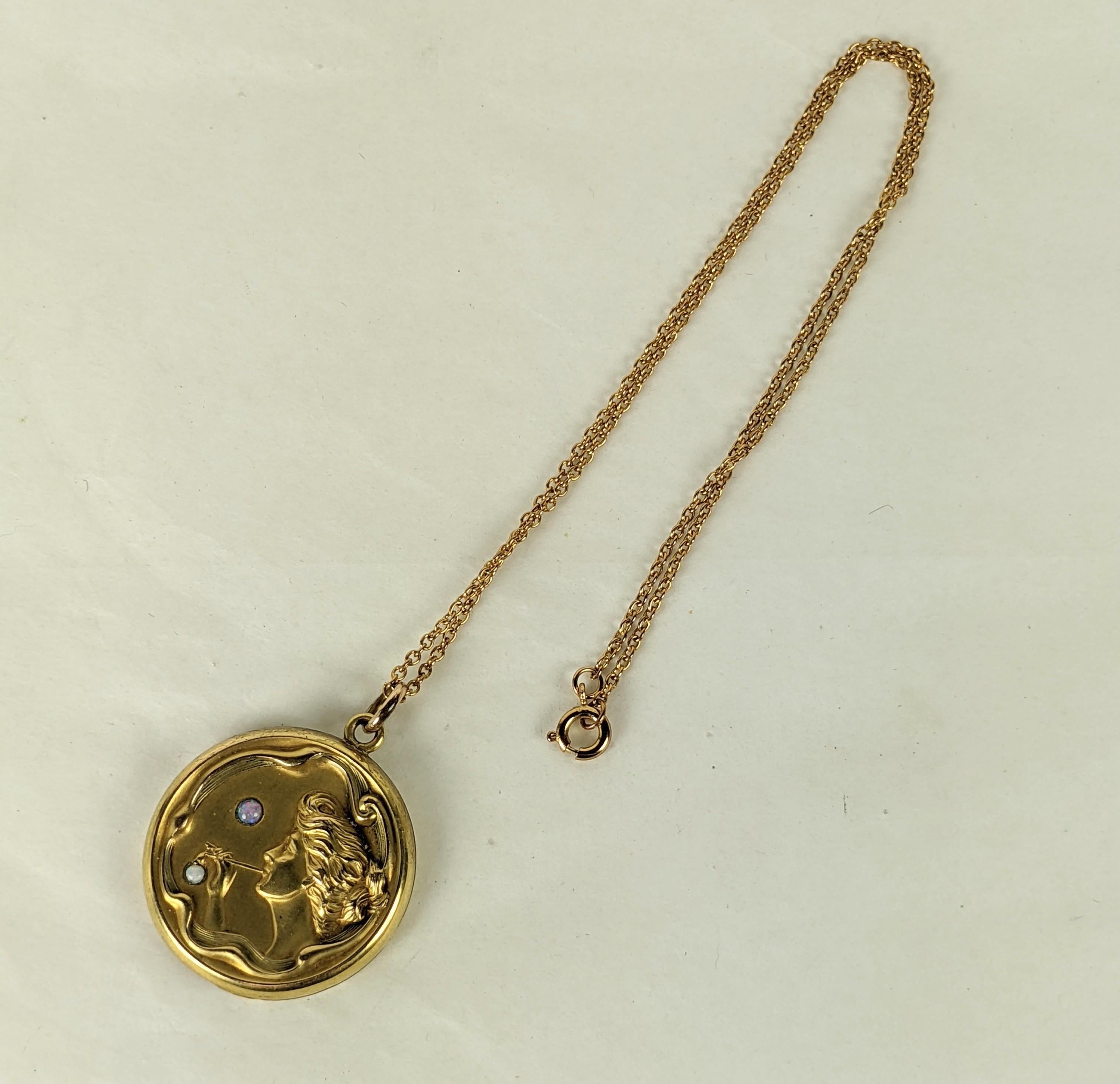 Art Nouveau Opal Bubbles Locket at 1stDibs