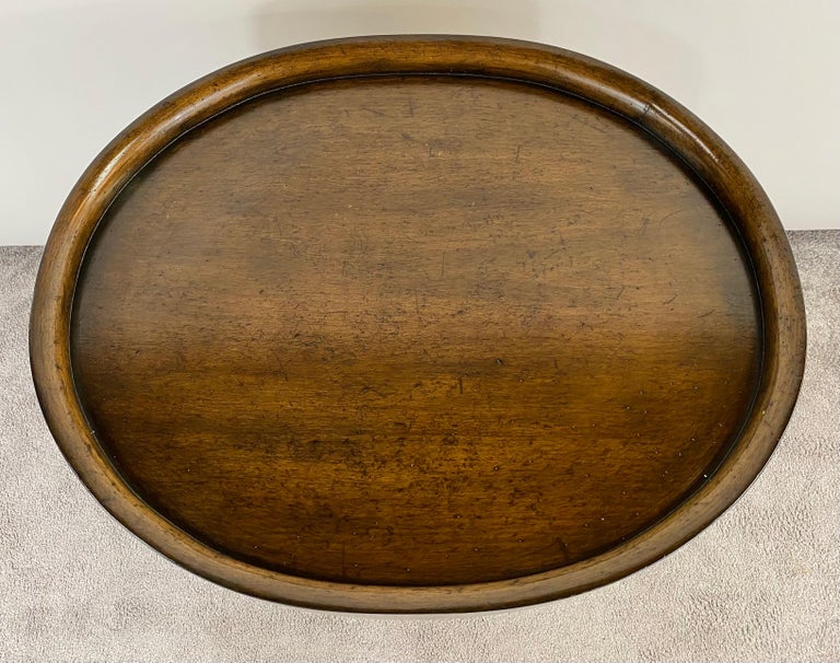 Art Nouveau Oval Two-Tier Walnut Library or Tray Table For Sale at 1stDibs