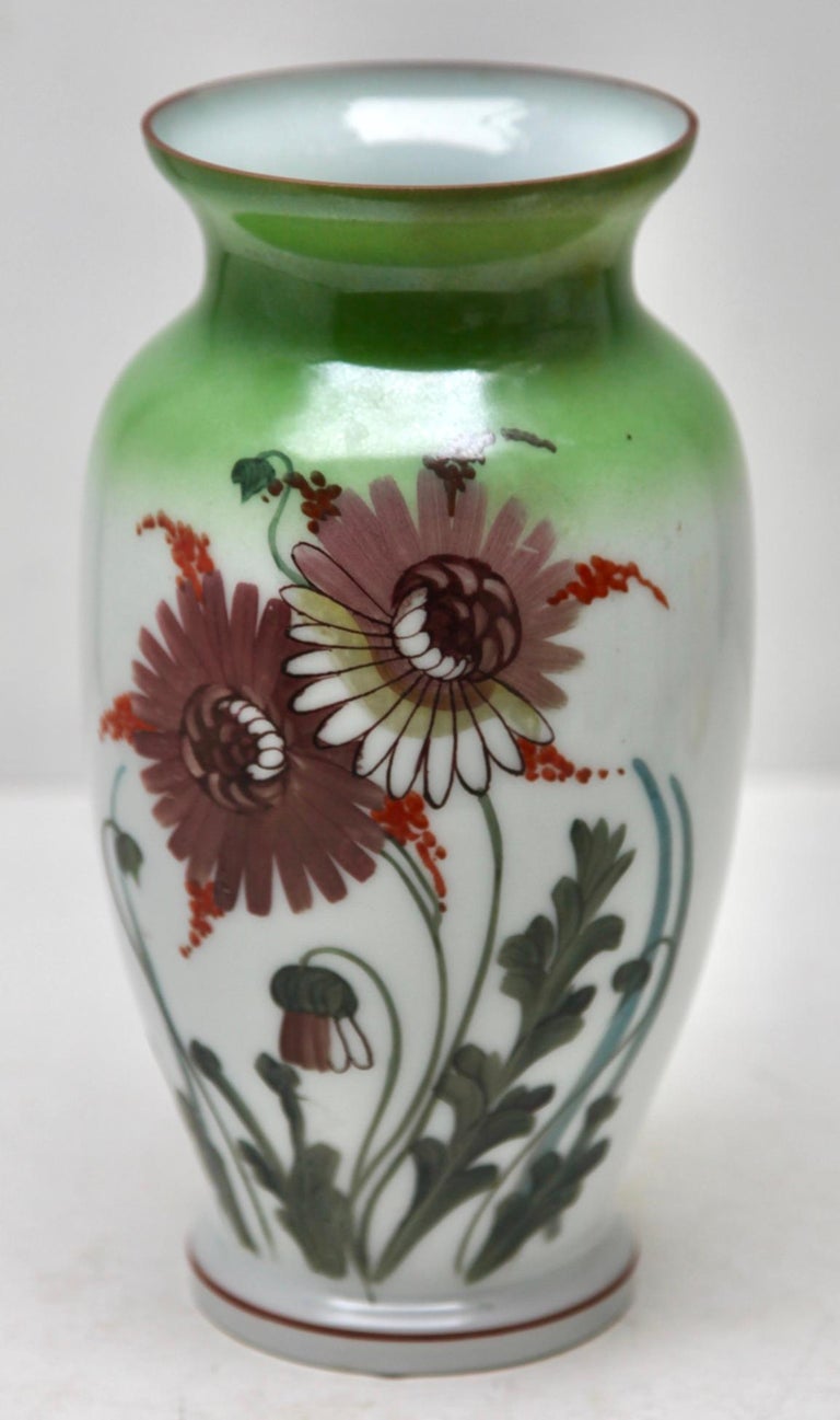 Art Nouveau Pair Handmade and Hand Painted Opaline Vase, France 1920s ...