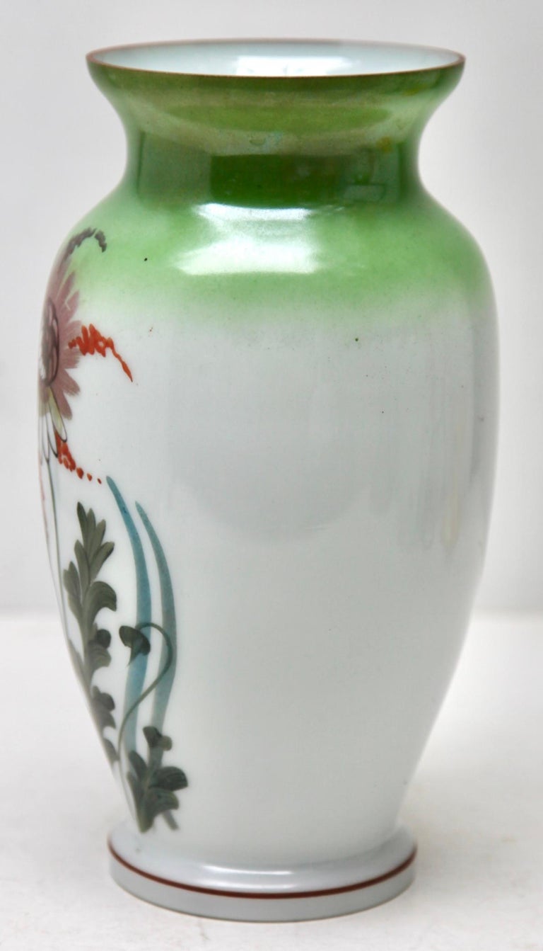 Art Nouveau Pair Handmade and Hand Painted Opaline Vase, France 1920s ...