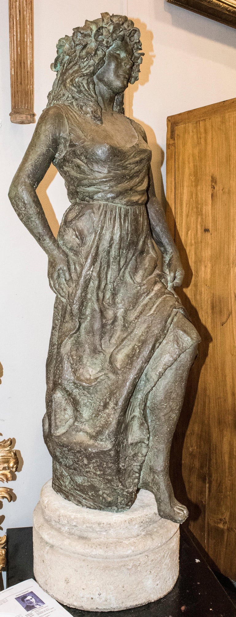 Art-Nouveau Patinated Terracotta in Grey Spanish Female Sculpture ...