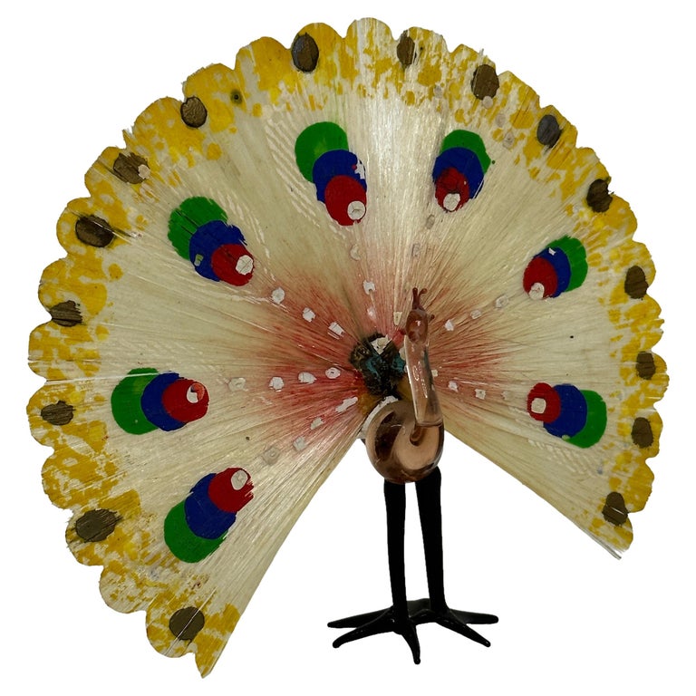 Art Nouveau Peacock Bimini Art Glass Sculpture Figurine, 1910s For Sale ...