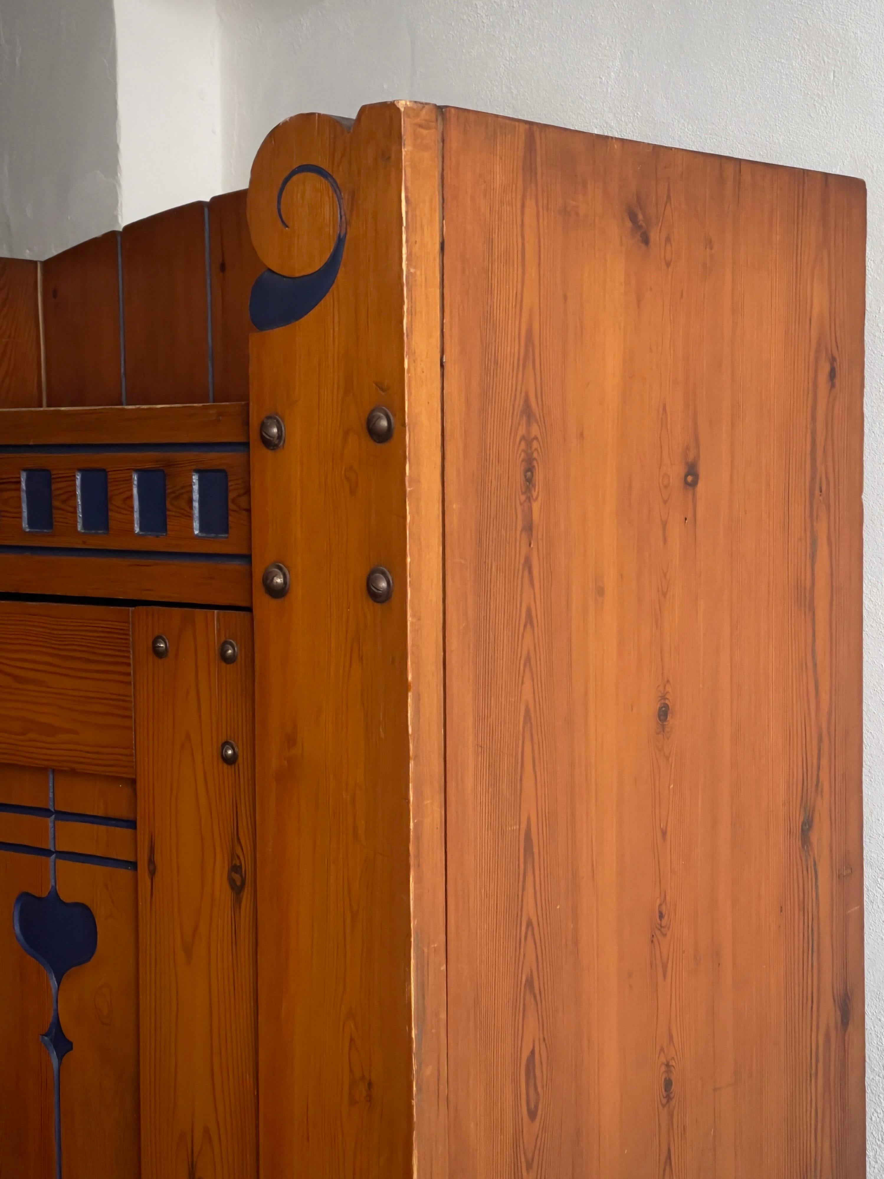 Art Nouveau pine wardrobe by Danish Architect Karl Kristensen, Denmark ...