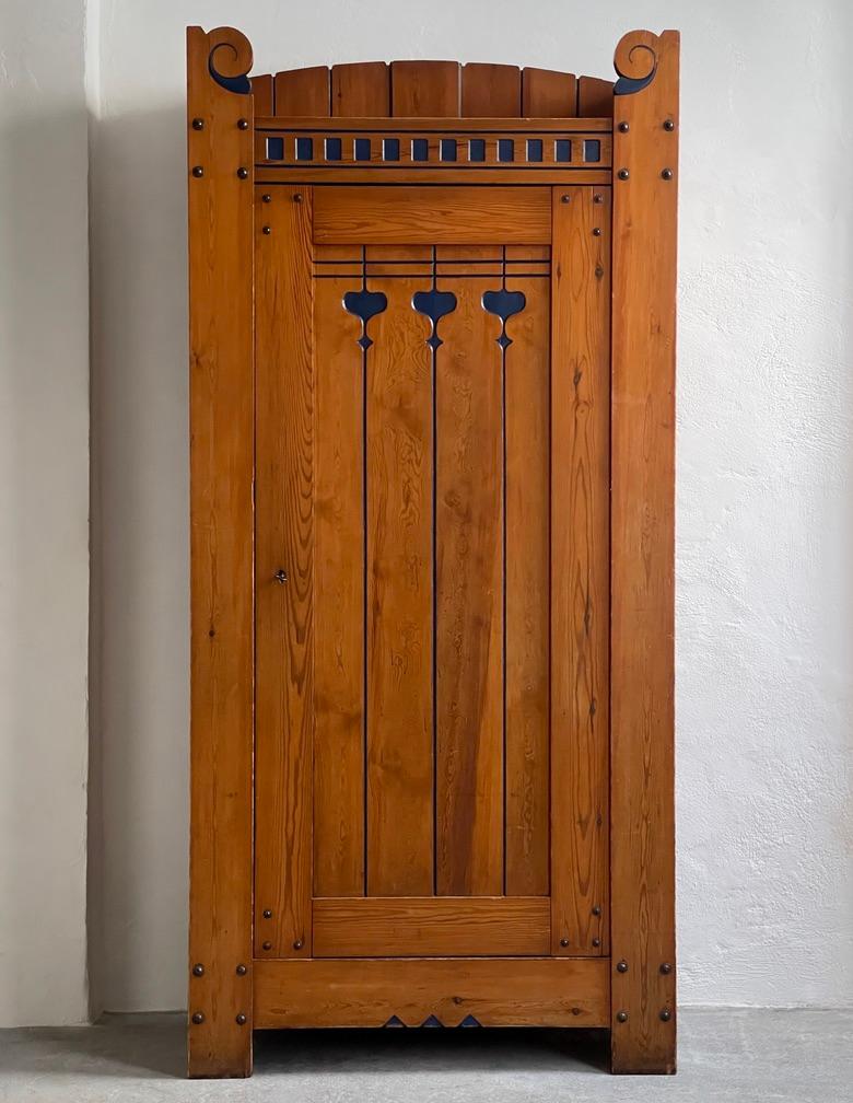 Art Nouveau pine wardrobe by Danish Architect Karl Kristensen, Denmark ...