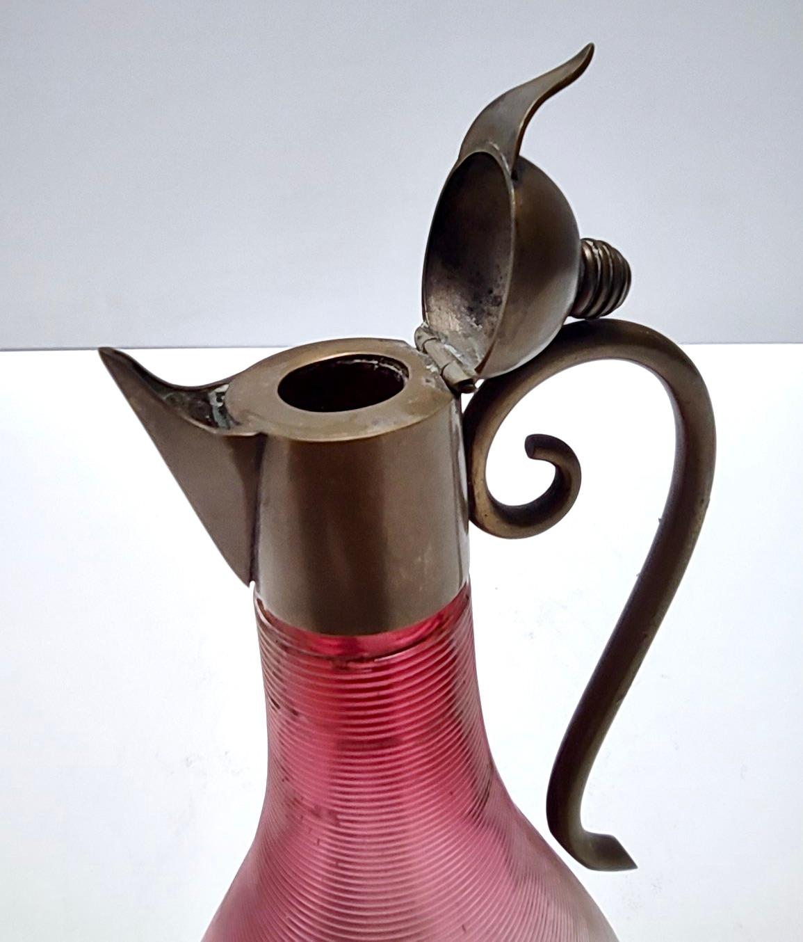 Art Nouveau Pink and Transparent Murano Glass and Brass Diffuser, Italy ...