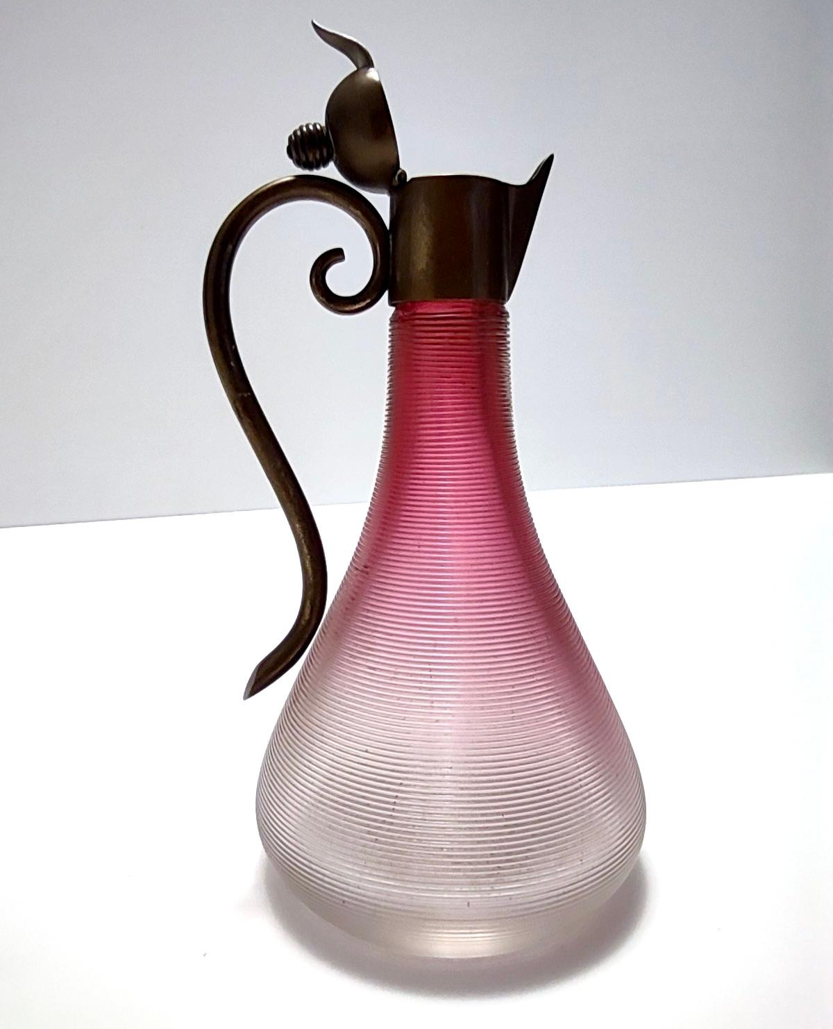 Art Nouveau Pink and Transparent Murano Glass and Brass Diffuser, Italy ...