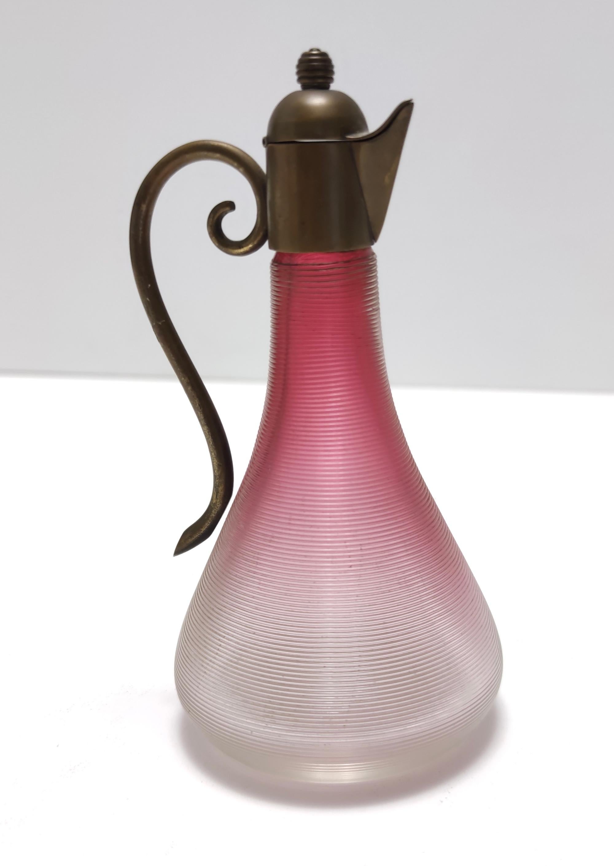 Art Nouveau Pink and Transparent Murano Glass and Brass Diffuser, Italy ...