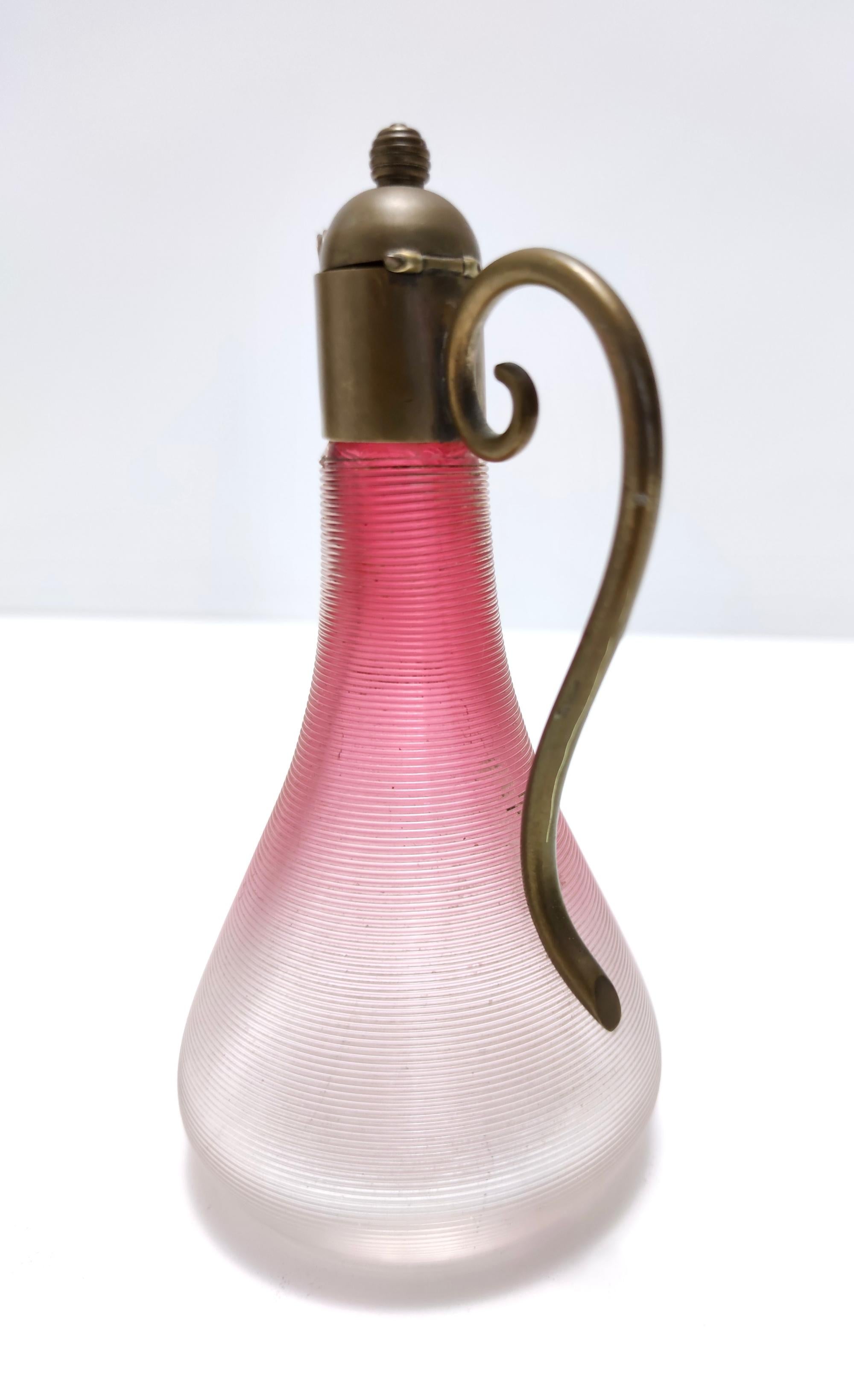 Art Nouveau Pink and Transparent Murano Glass and Brass Diffuser, Italy ...