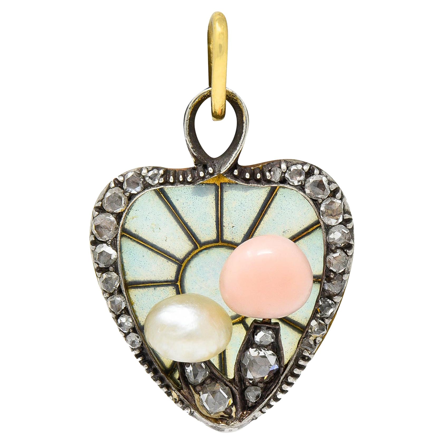 ART NOUVEAU Citrine Diamond Gold Heart locket at 1stDibs