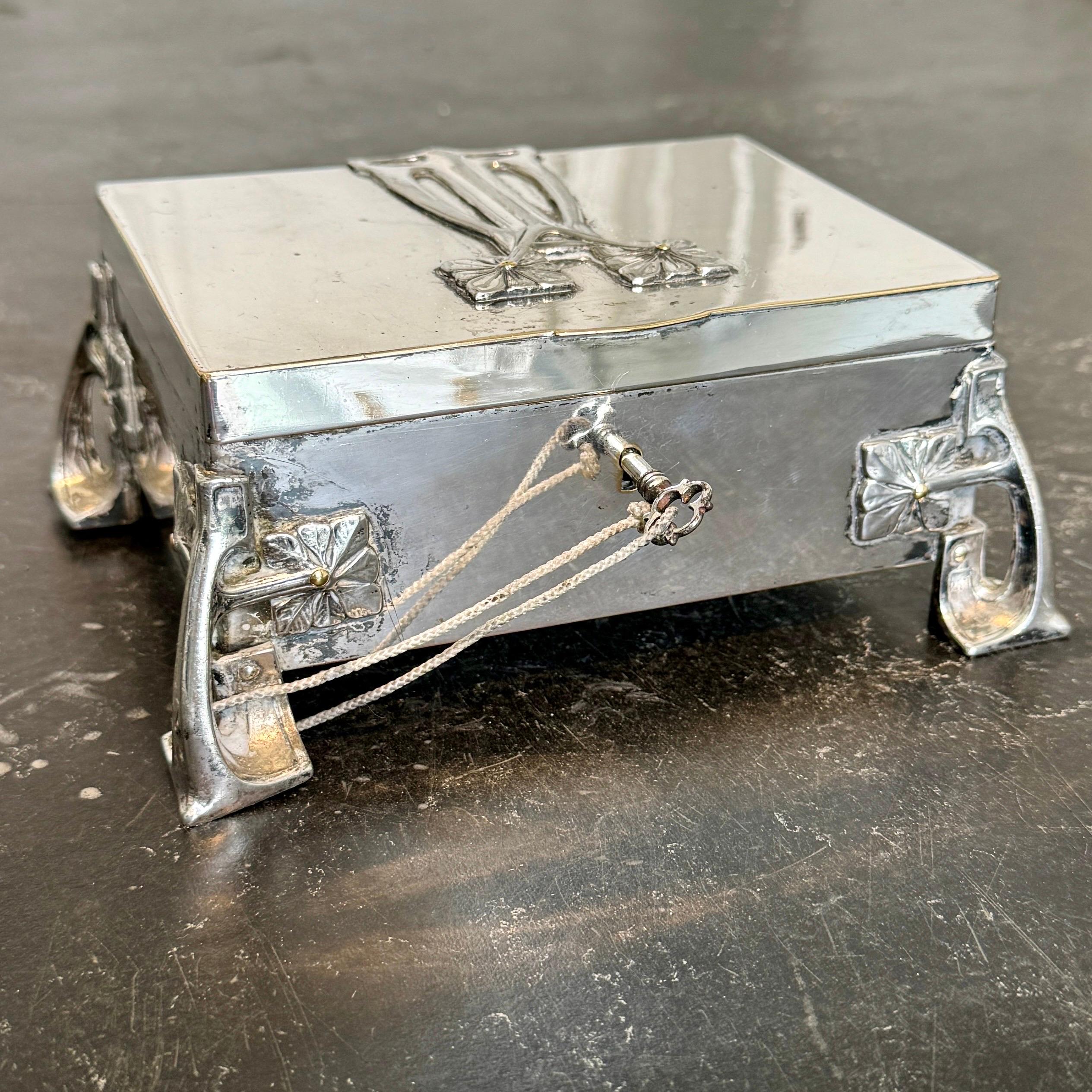 Art Nouveau Rectangular Silver Plate Jewelry Box, France For Sale at ...