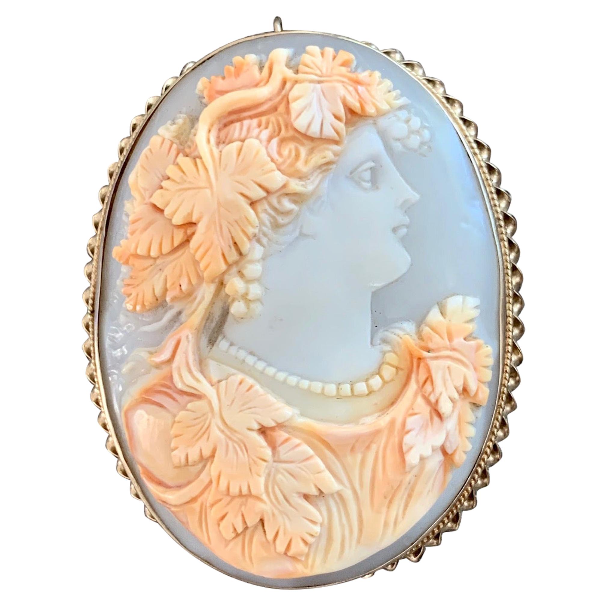 Art Deco Diamond Gold Shell Cameo at 1stDibs