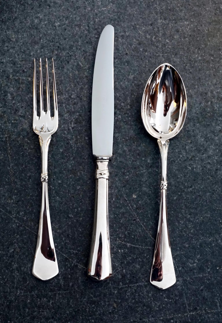 Art Nouveau Silver Cutlery Set for 12 People in Showcase VSF ...