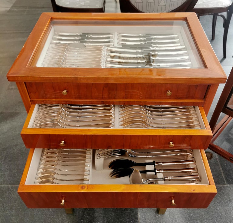 Art Nouveau Silver Cutlery Set for 12 People in Showcase VSF ...