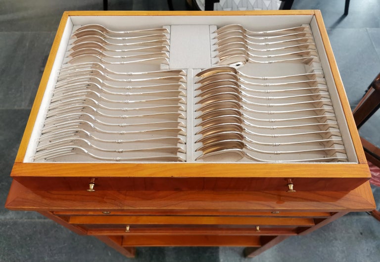 Art Nouveau Silver Cutlery Set for 12 People in Showcase VSF ...
