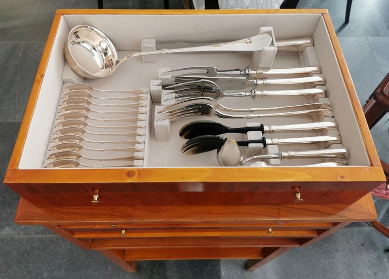 Art Nouveau Silver Cutlery Set for 12 People in Showcase VSF ...