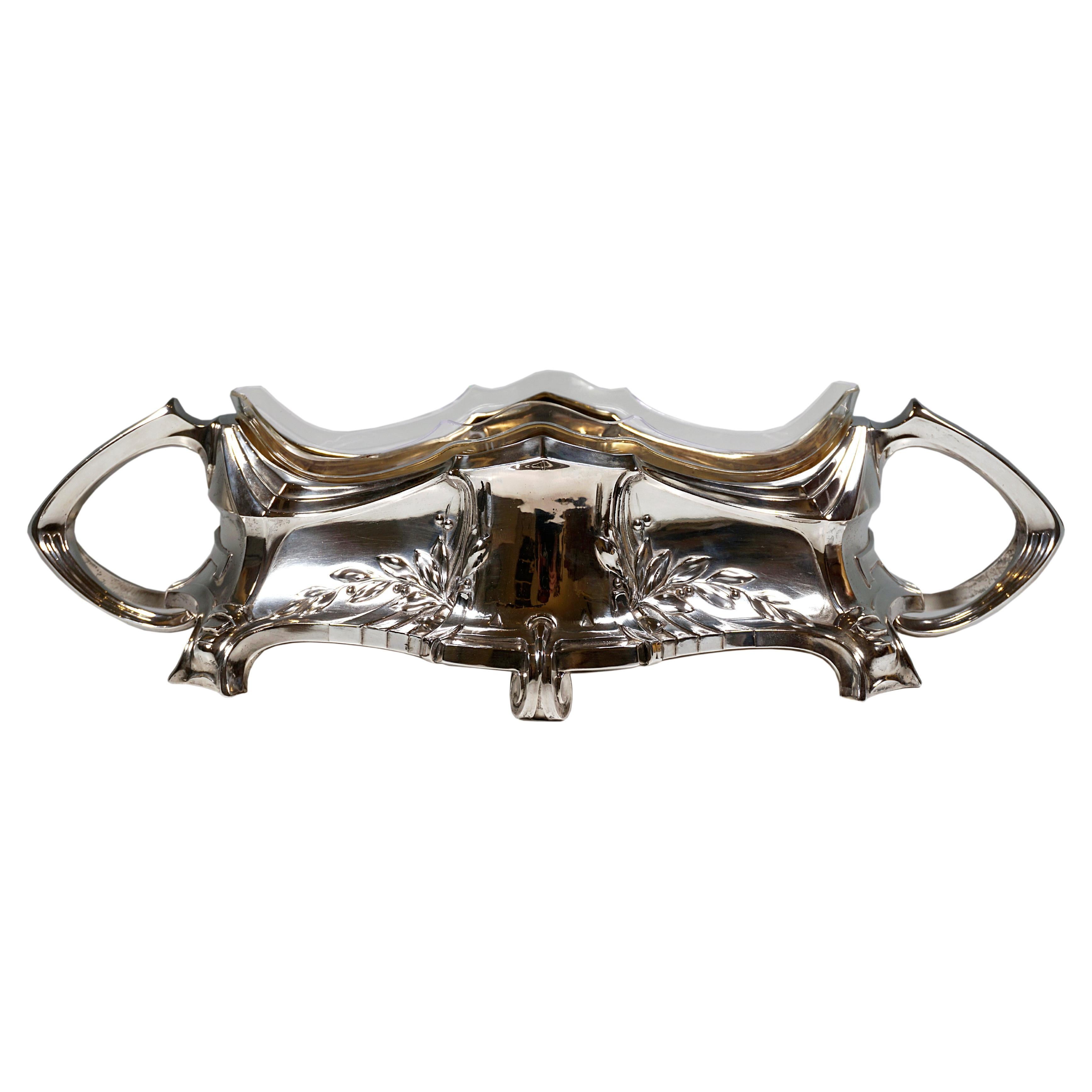 Art Nouveau Silver Jardiniere with Original Glass Liner, Wilhelm Binder ...