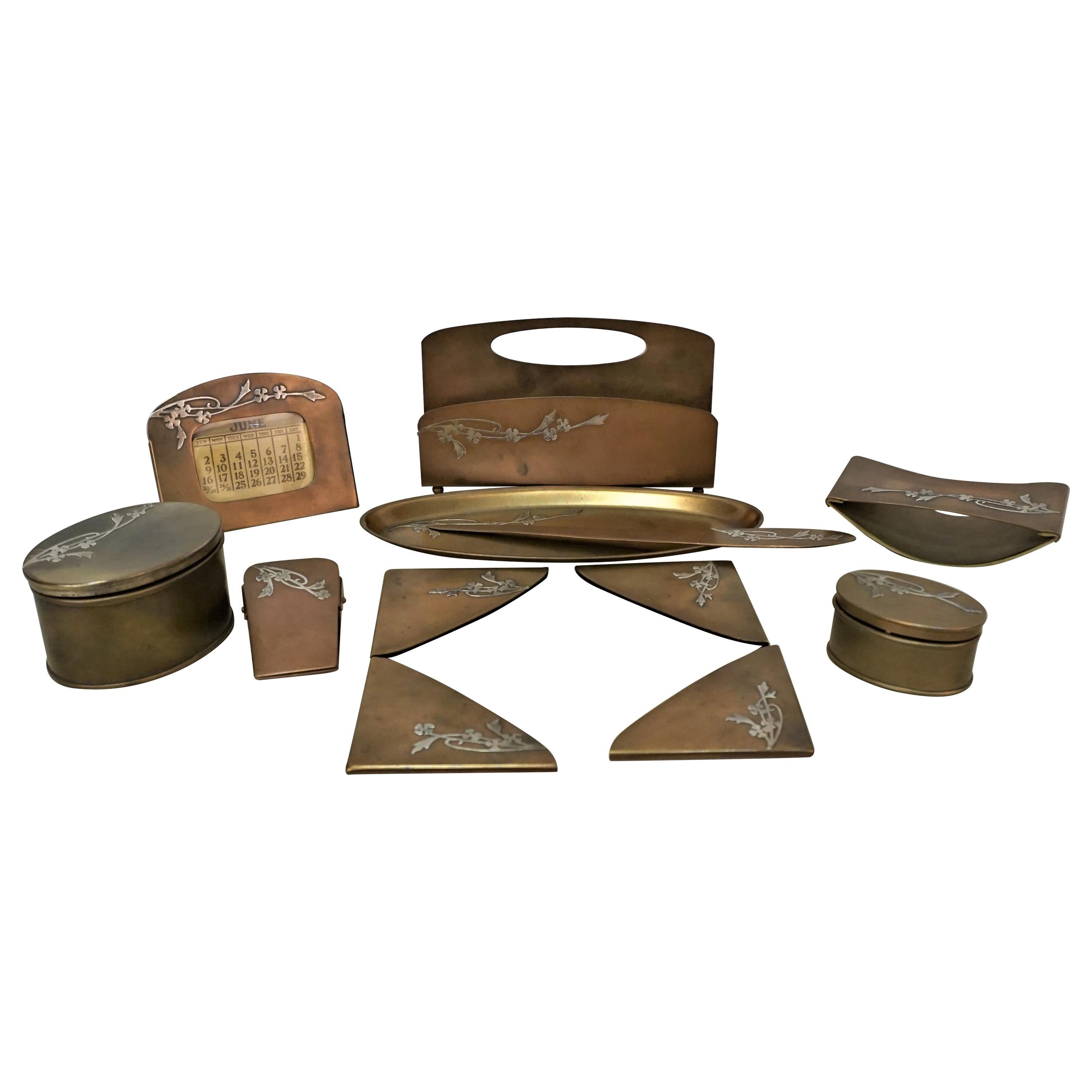 Gorgeous Aesthetic Movement Bronze Box with Sterling Silver Overlay by ...