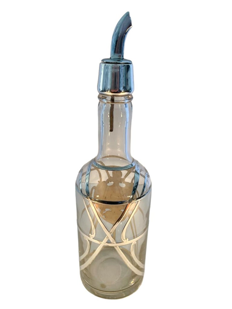 Art Nouveau Silver Overlay Decanter or Back Bar Bottle W/ Shield and ...