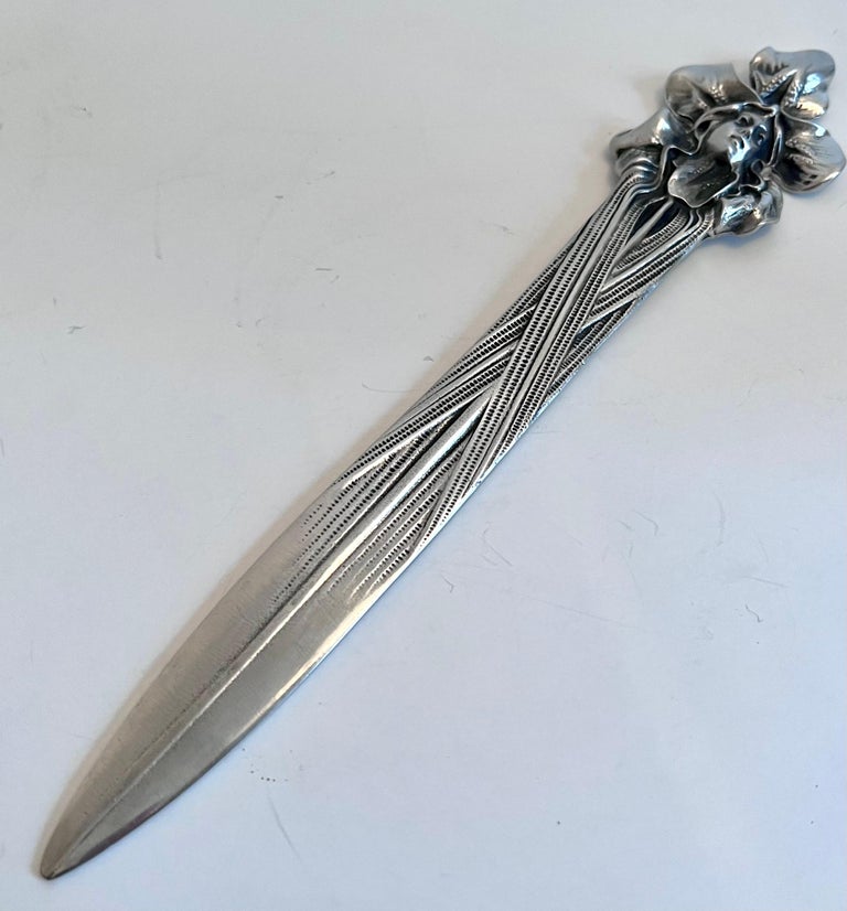 Art Nouveau Silver Pewter Letter Opener with the Image of a Lady For ...
