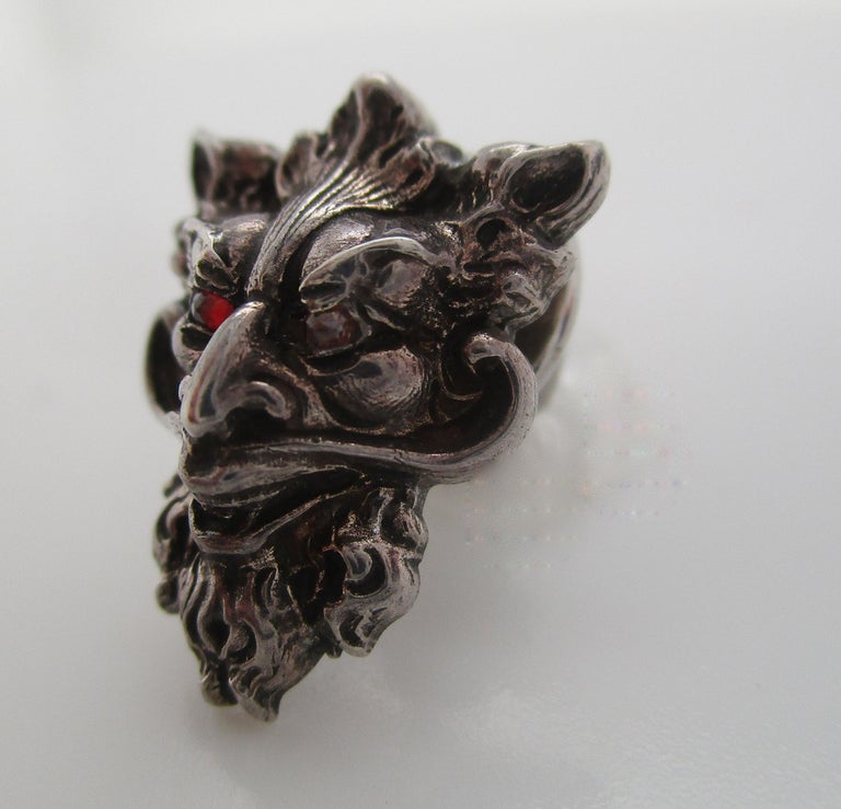 Art Nouveau Sterling Silver Garnet Devil Mephistopheles Lapel Pin at ...