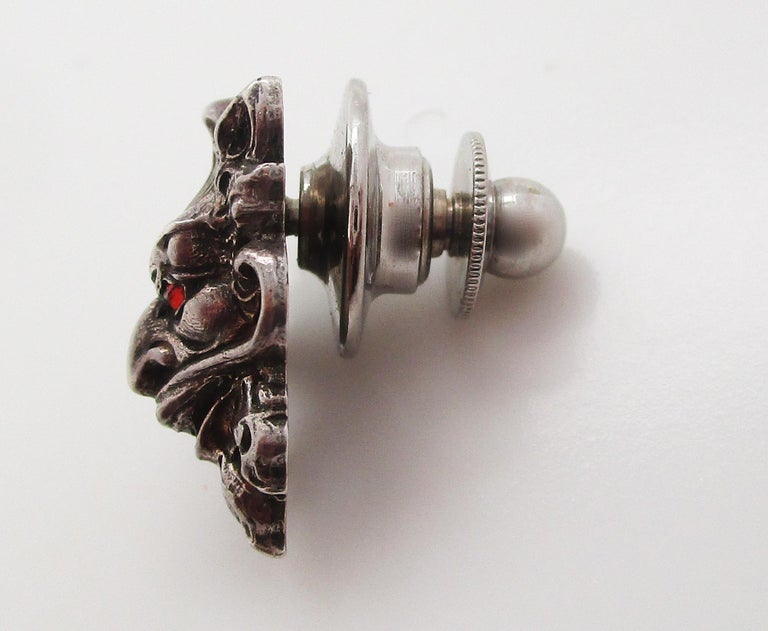 Art Nouveau Sterling Silver Garnet Devil Mephistopheles Lapel Pin at ...
