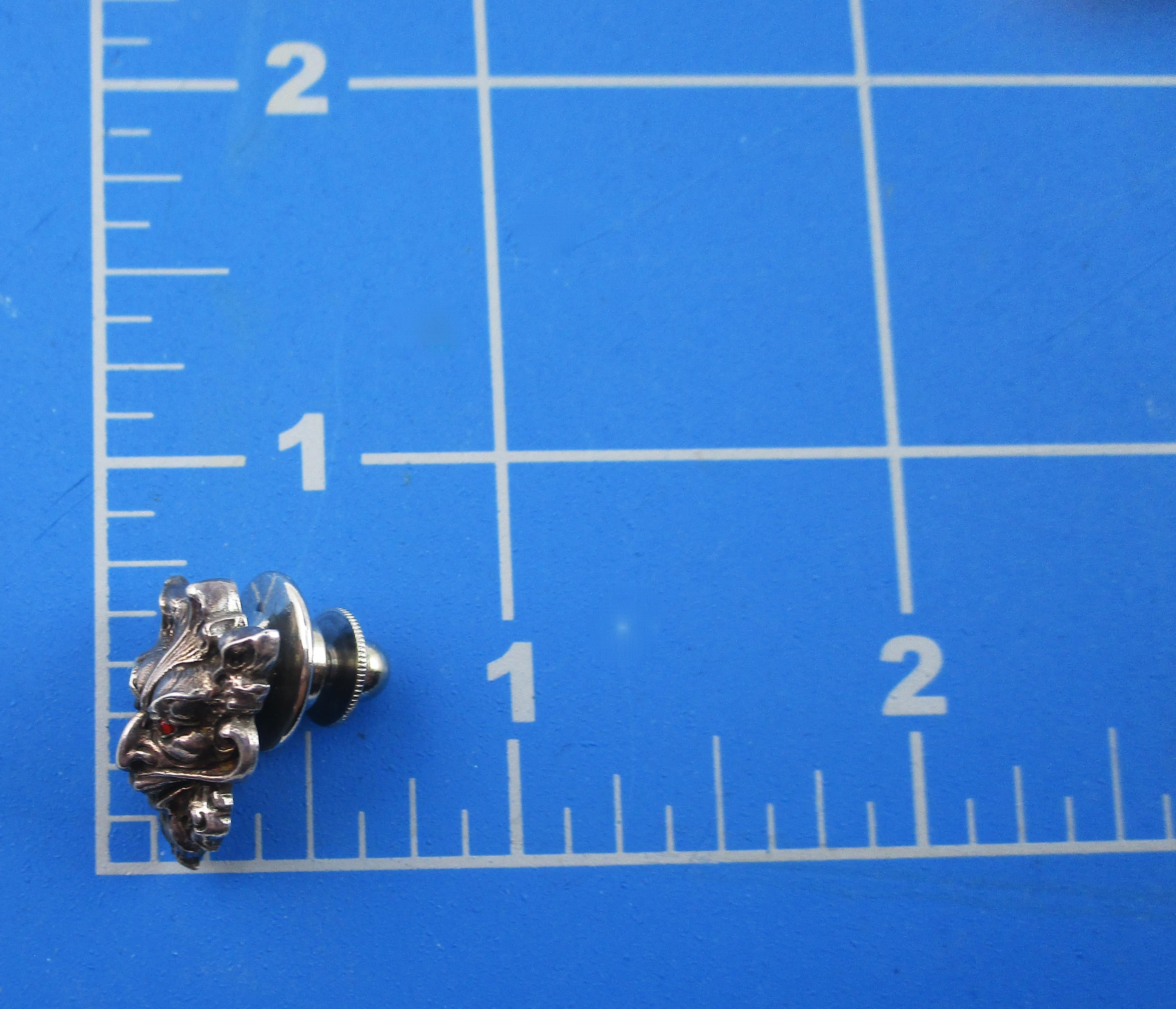 Art Nouveau Sterling Silver Garnet Devil Mephistopheles Lapel Pin at ...