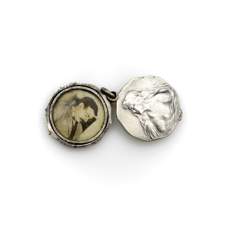 Art Nouveau Sterling Silver Lady of the Water Locket For Sale at 1stDibs