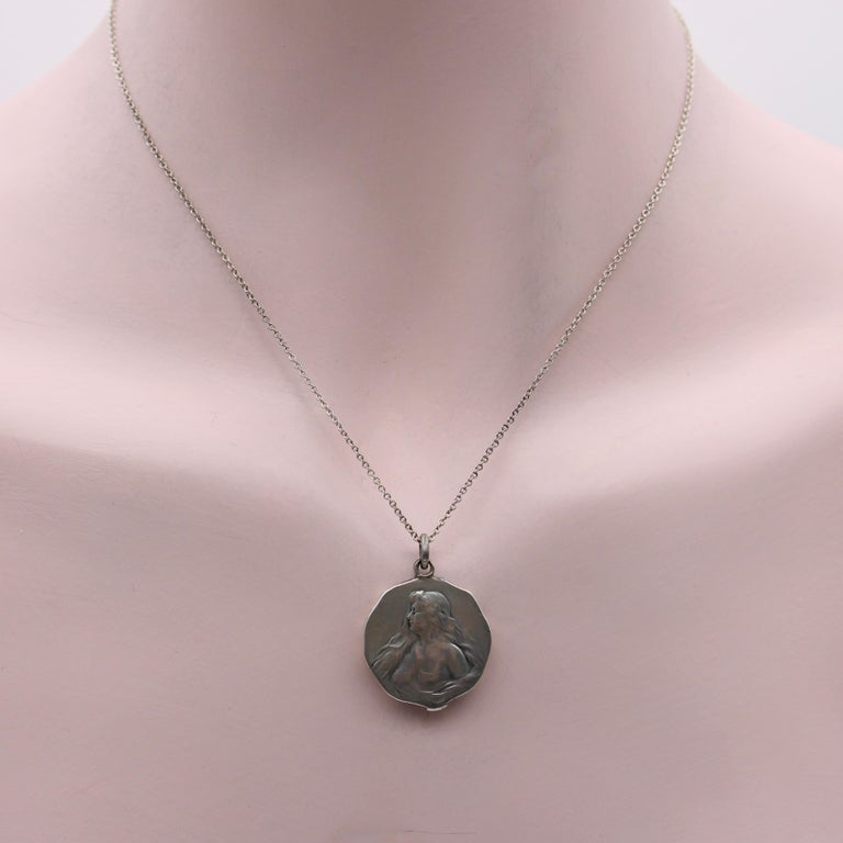 Art Nouveau Sterling Silver Lady of the Water Locket For Sale at 1stDibs