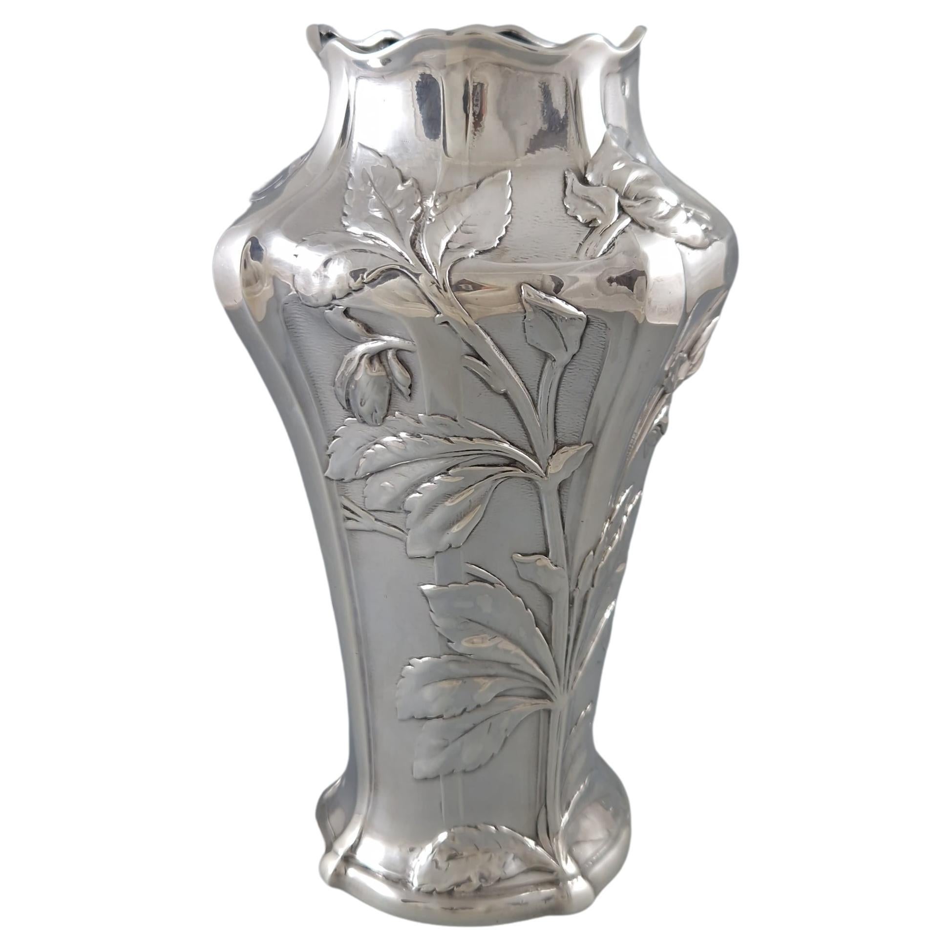 Art Nouveau Sterling Silver Vase For Sale at 1stDibs