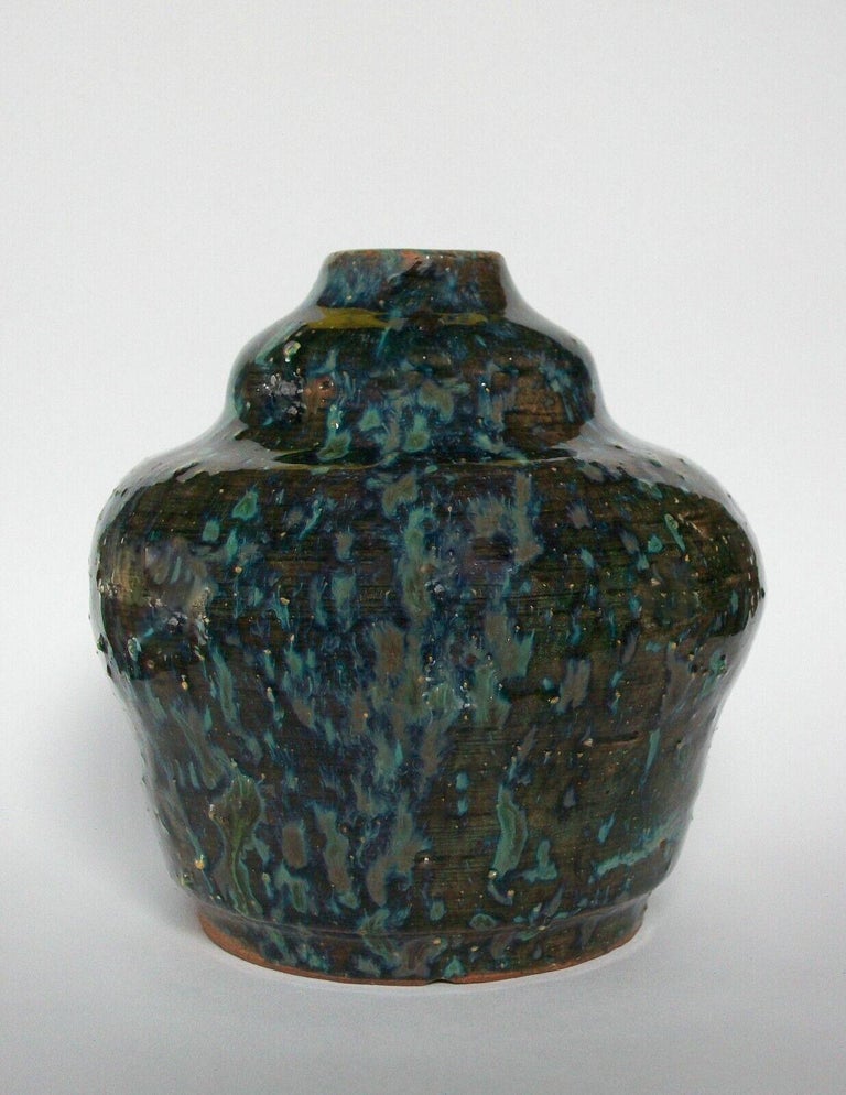 Art Nouveau Studio Pottery Vase, Terracotta with Splash Glaze, 20th ...