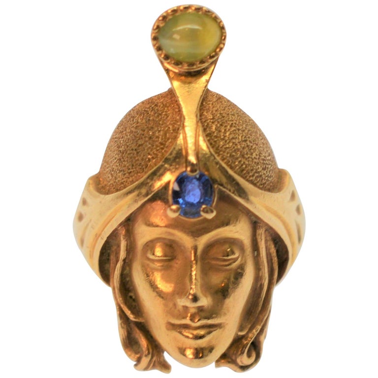 Art Nouveau Style 14K Yellow Gold Sultan Ring at 1stdibs