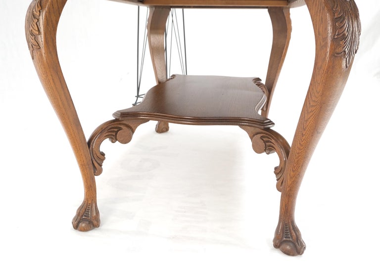 Art Nouveau Style Carved Faces Ball and Claw Feet Rounded Oak Desk ...