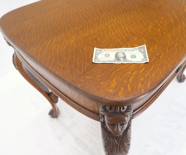 Art Nouveau Style Carved Faces Ball and Claw Feet Rounded Oak Desk ...