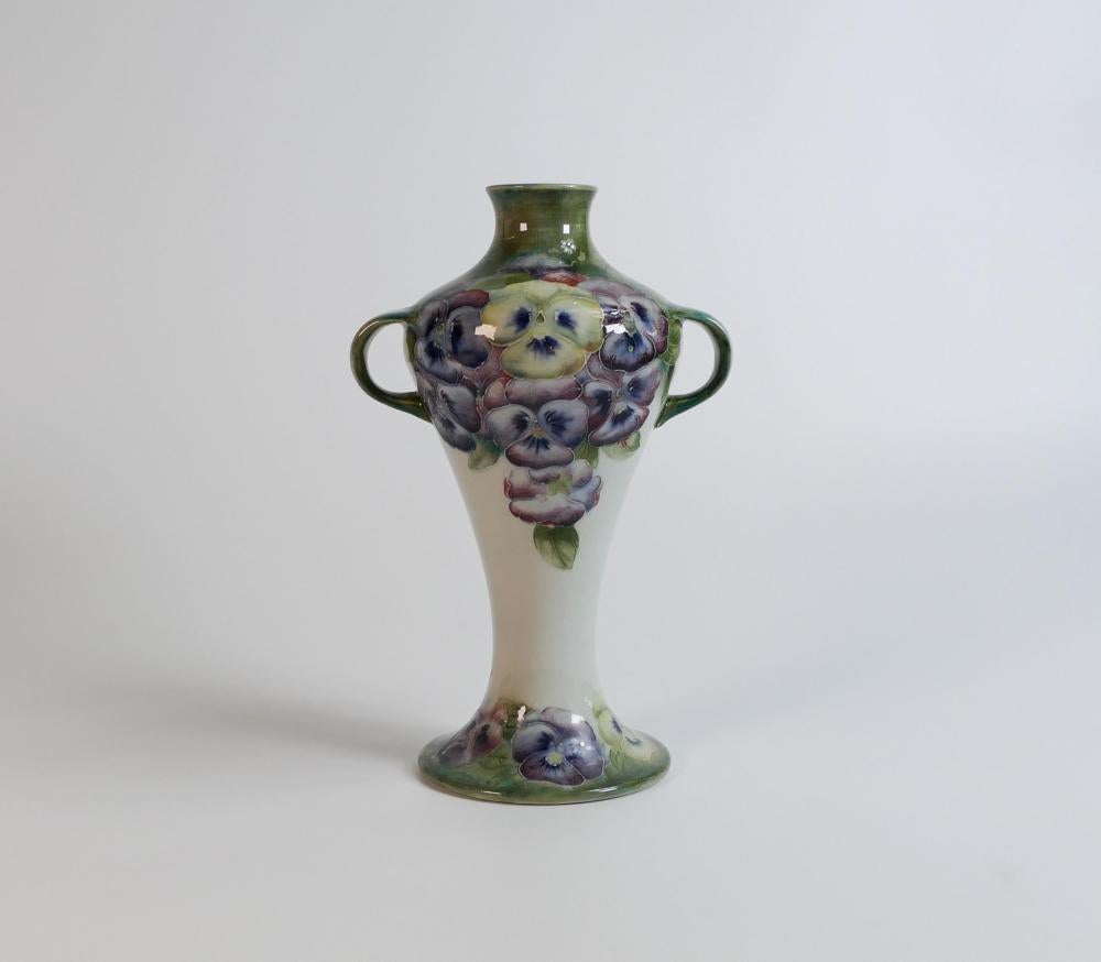 Art Nouveau style MOORCROFT PANSY pattern twin-handled vase. For Sale ...