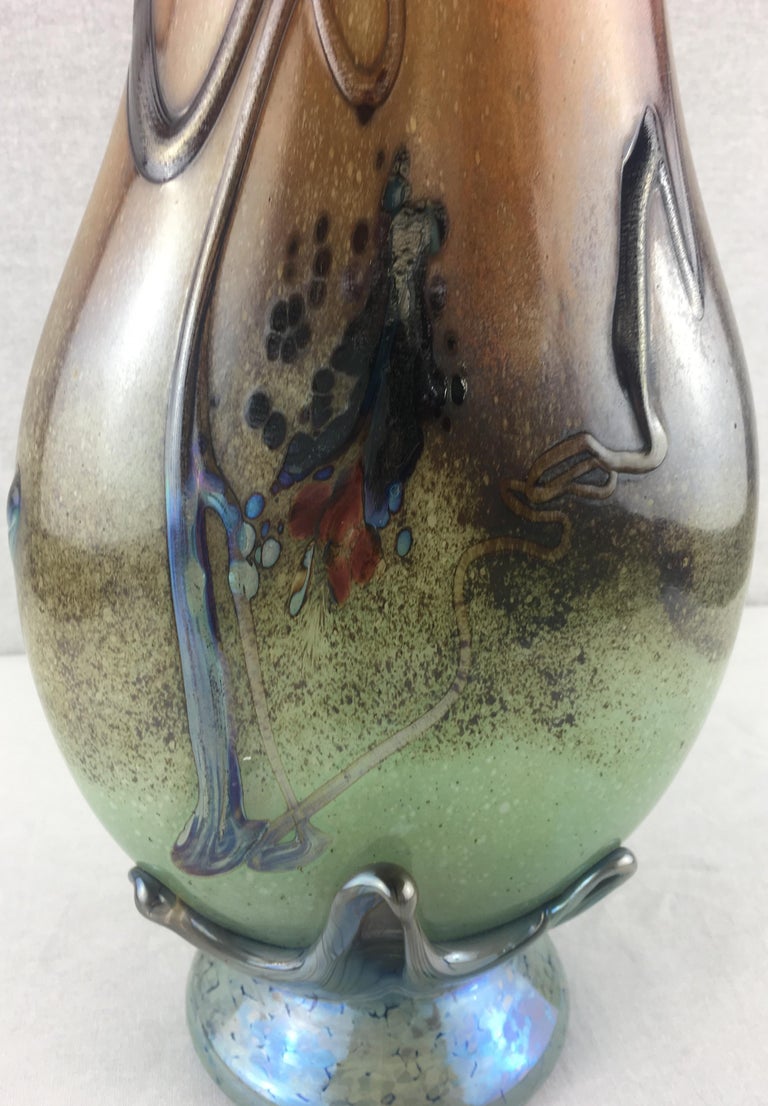 Art Nouveau Style Vase signed Guyot and Aconito from Biot, France at ...