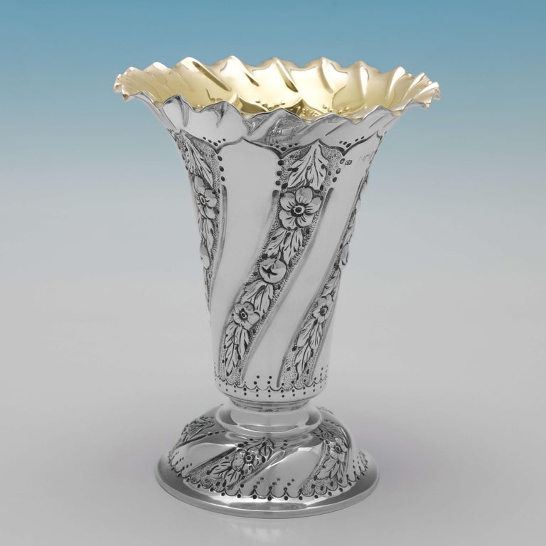 Art Nouveau Style Victorian Pair of Antique Sterling Silver Vases ...