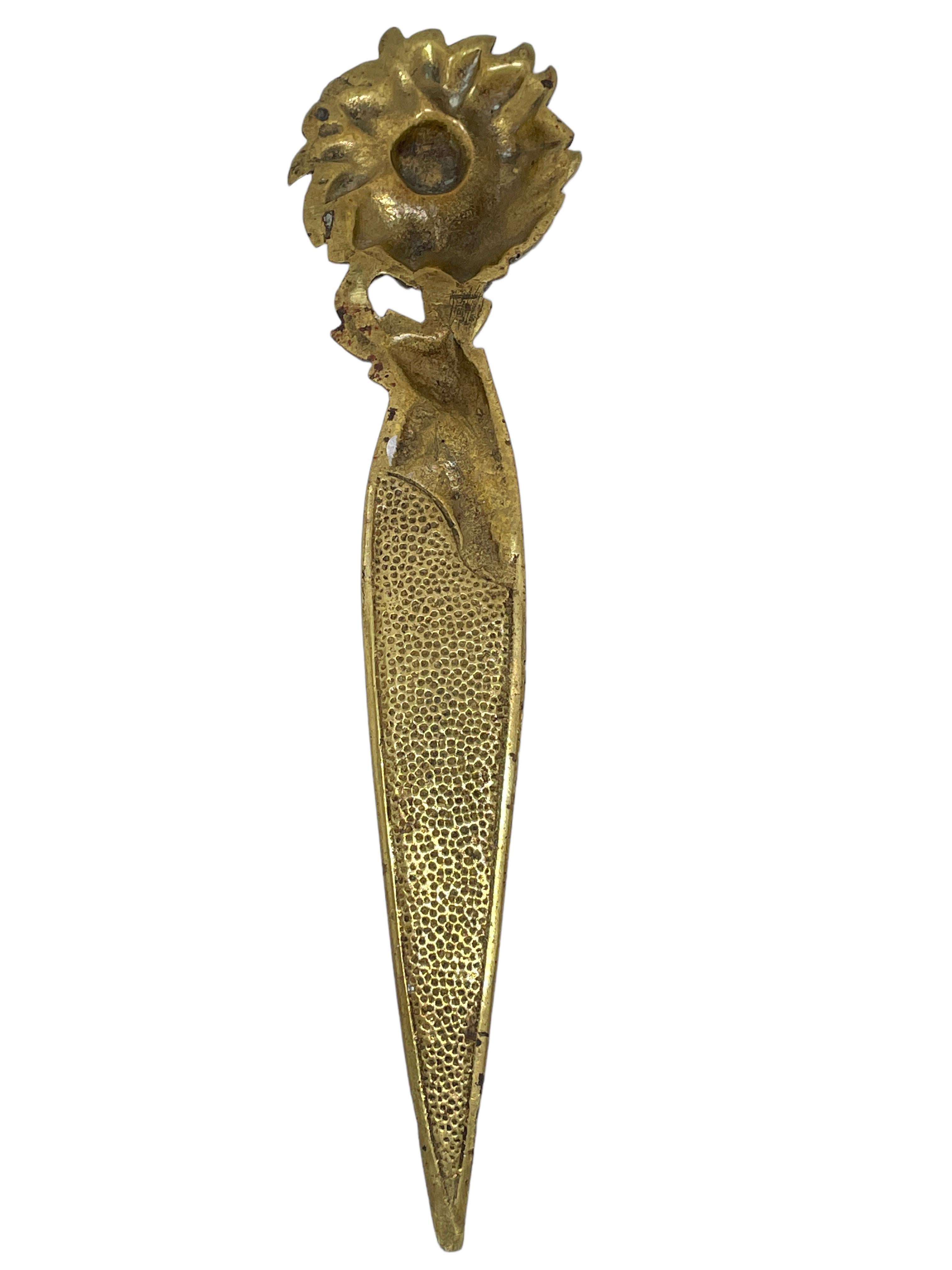 Art Nouveau Sunflower Bronze Letter Opener Bosse, Vienna Austria, 1920s ...