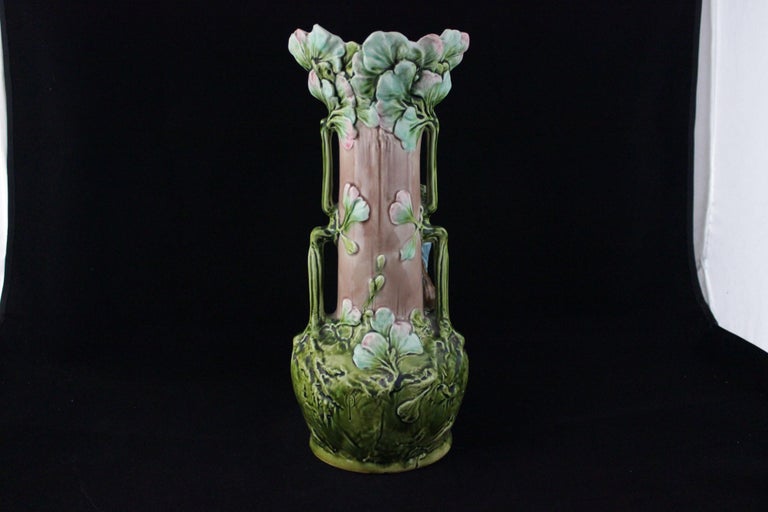 Art Nouveau Vases with Children and Foliage, Cecoslovakia, 1900s, Set of 2 For Sale at 1stDibs