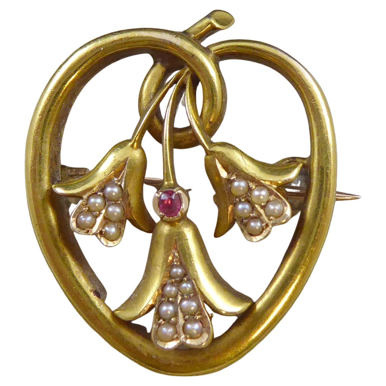 Victorian Regal Garnet Maltese Cross Gold Orb Pin at 1stDibs