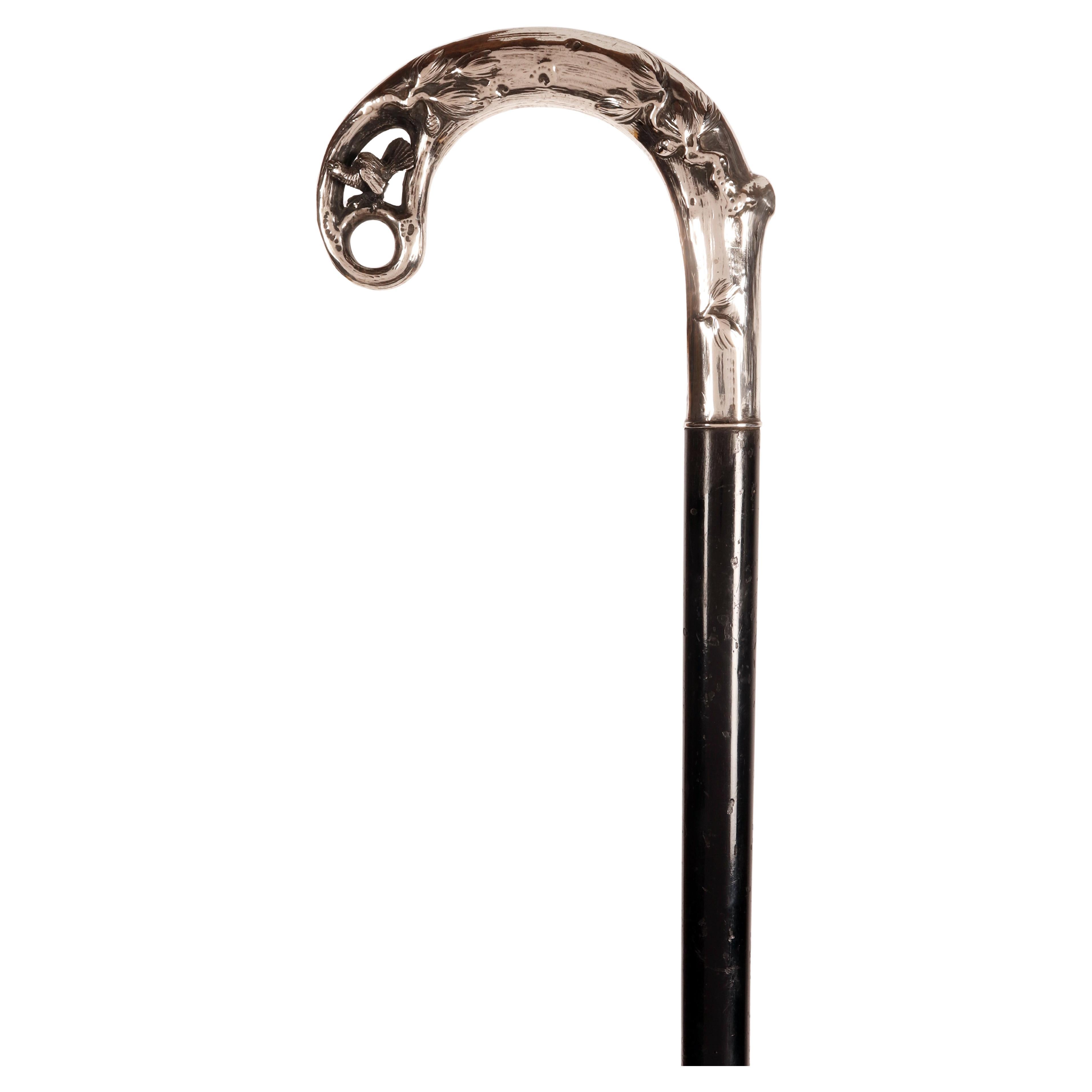 Art Nouveau walking stick depicting the dance of a capercaillie ...