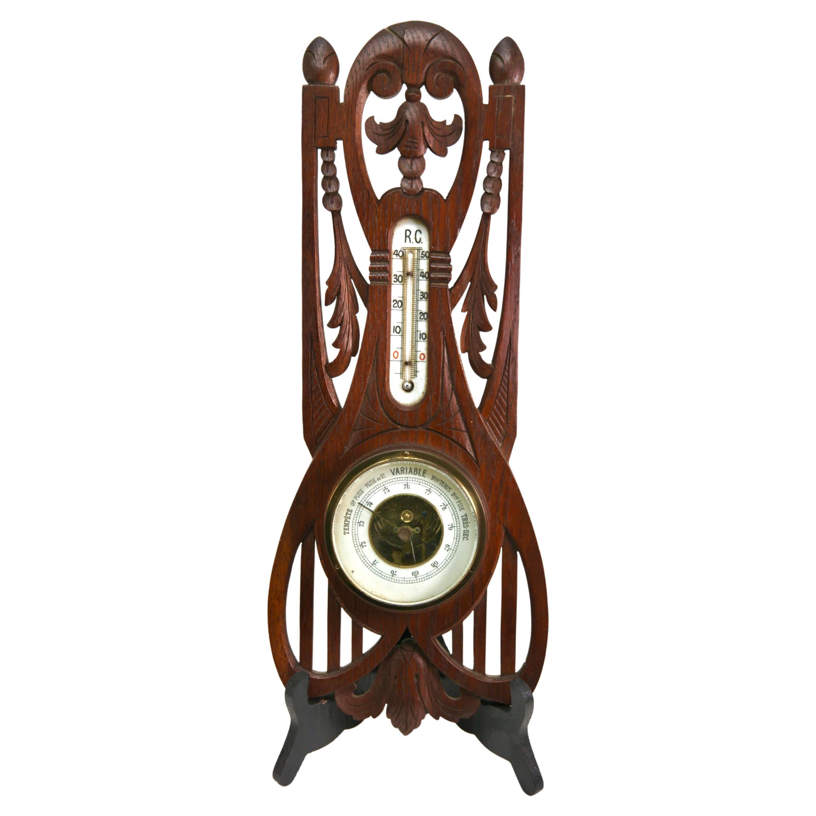 Wall-Mounted Weather Station in Rococo Style Carved Walnut by De ...