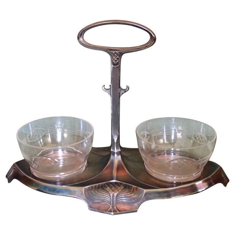Art Nouveau WMF Double Small Cup Holder Silver Plated For Sale at 1stDibs