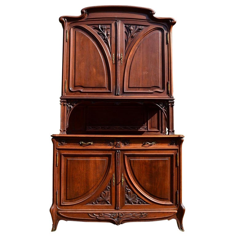 Art Nouveau Wood Carved French Buffet, 1900s at 1stDibs