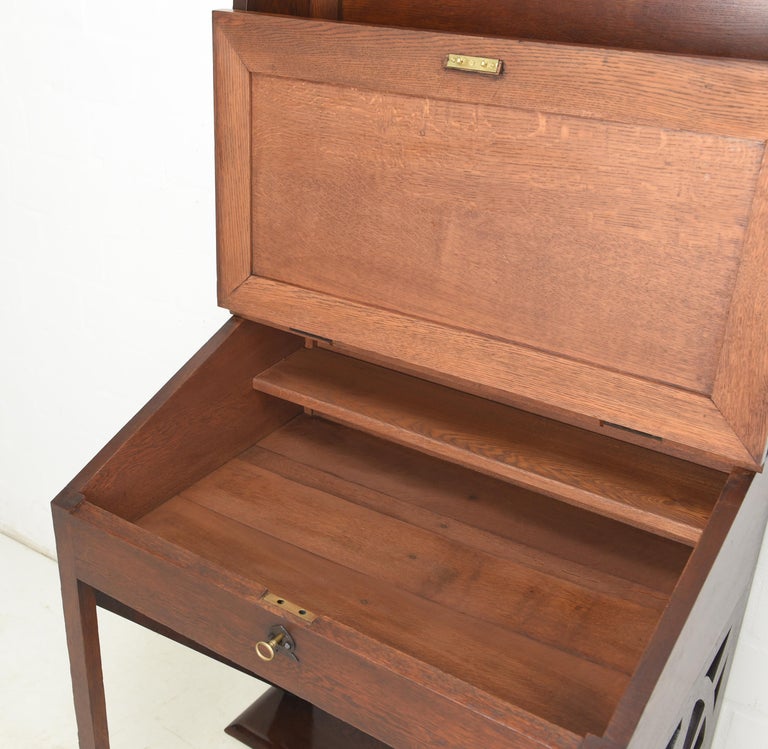 Art Nouveau Writing Desk with Shelf Top in Oak, 1910 For Sale at 1stDibs