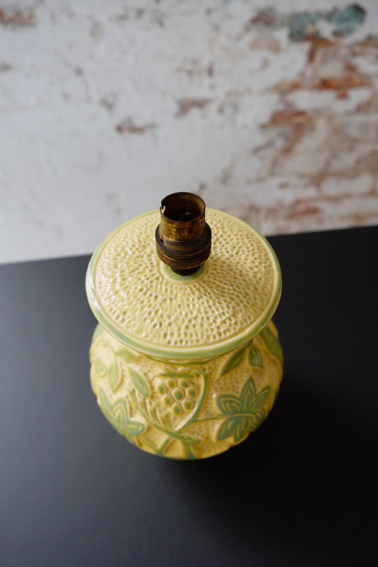 Art Deco Yellow Ceramic Table Lamp with Deer Motif Made in England For ...