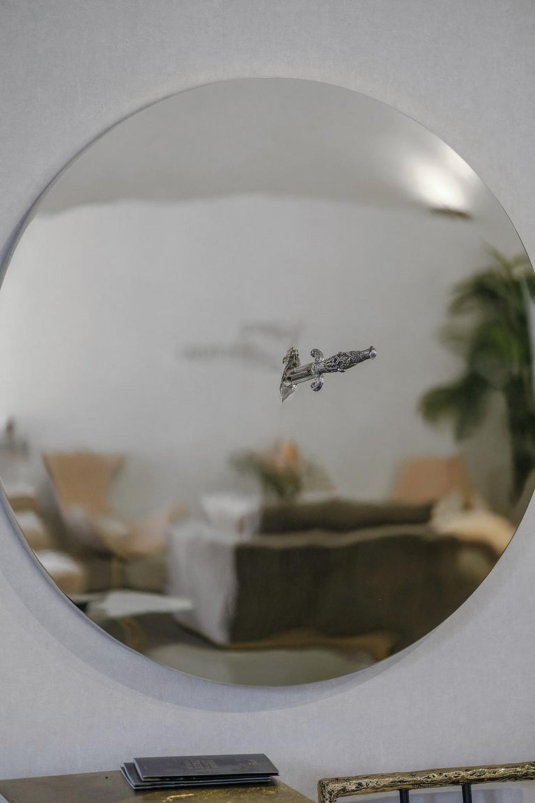 Art Pirate Mirror in Polished Inox, Fine Silver, Precious Stones and ...